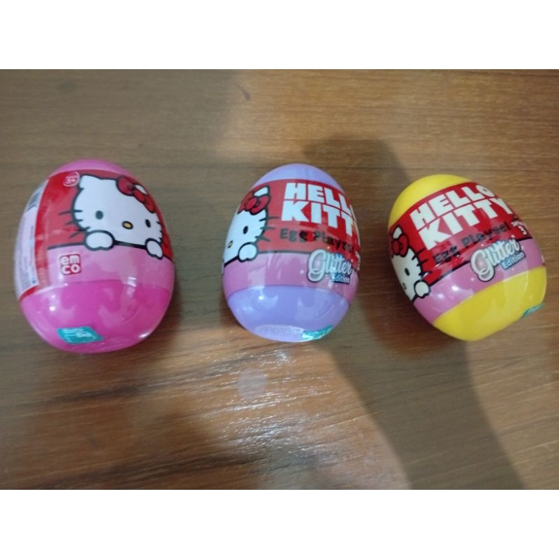 Jual Emco Hello Kitty Mini Figure Eggs Playset Glitter Mainan Suprise ...