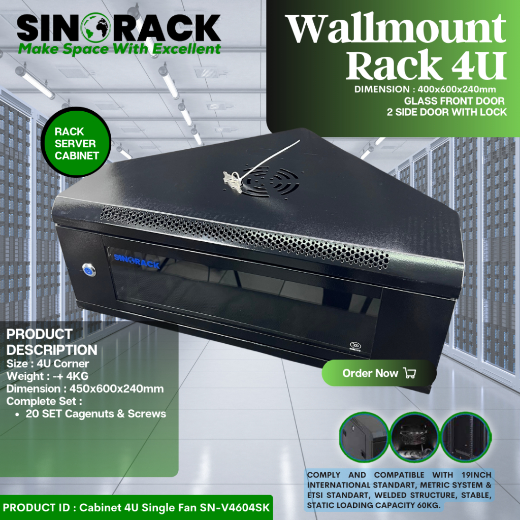 Jual Rak server 4U sudut atau siku || WallMount Rack Server Sinorack 4U ...