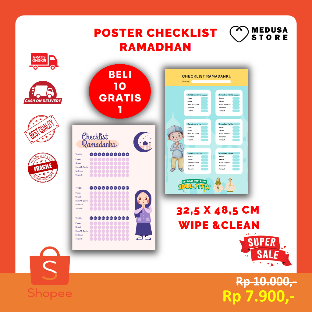 Jual Poster Checklist - Ramadhan Ceklis Kegiatan Ramadhan | Shopee ...