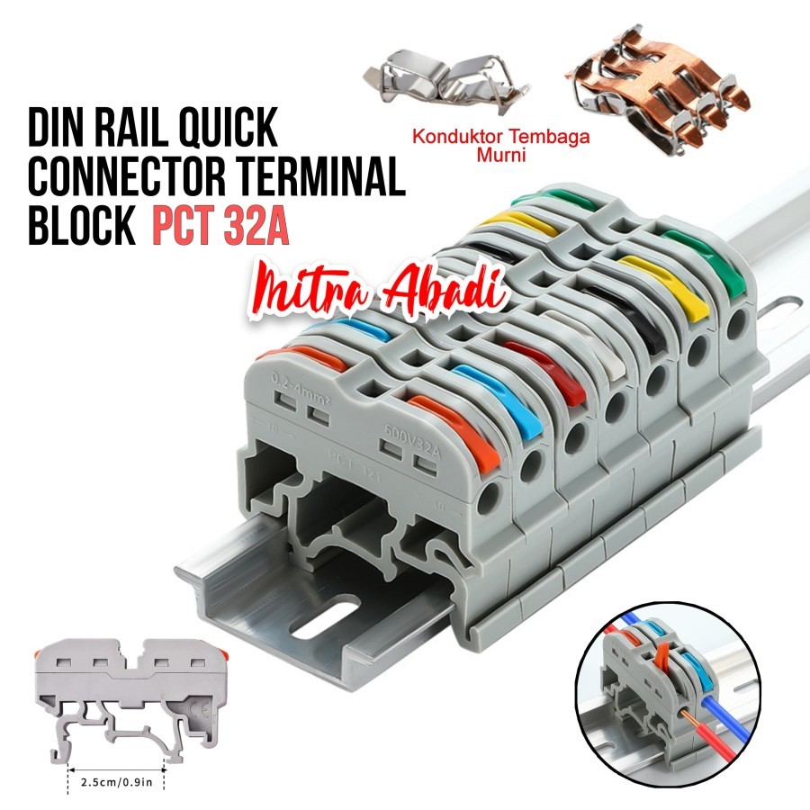 Jual DIN Rail Quick Connector Terminal Block PCT 32A / Terminal Blok Konektor Kabel Dengan ...