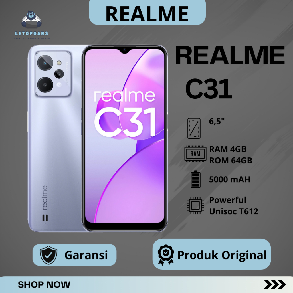 Jual HP realme C31 4/64GB [Powerful Unisoc T612 Processor,6.5” (16.5cm ...