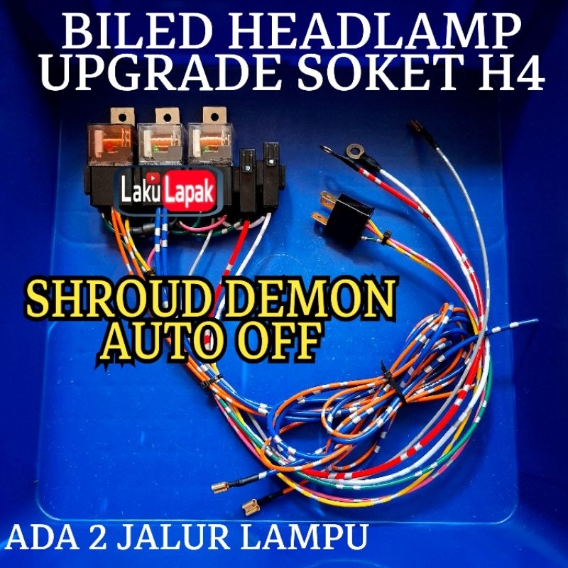 Jual HEADLAMP MOBIL H4 ( UPGRADE DEMON SHROUD ) RELAY SET BILED ...