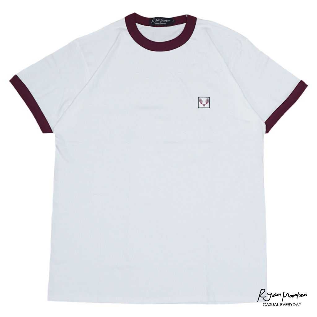 Jual Kaos Vintage Ringer Tee Putih Maroon Unisex Cooper | Ryan Marten ...