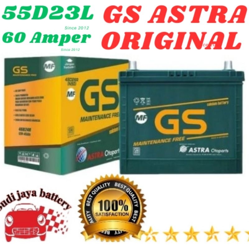 Jual AKI GS MF 55d23L 60 Amper grand Vitara Camry kijang bensin aki kering | Shopee Indonesia