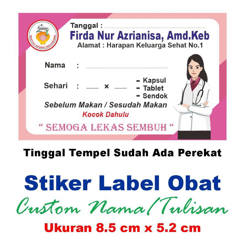 Jual STICKER OBAT BIDAN custom Nama/Logo/Alamat ( isi 50 pcs ) | Shopee ...