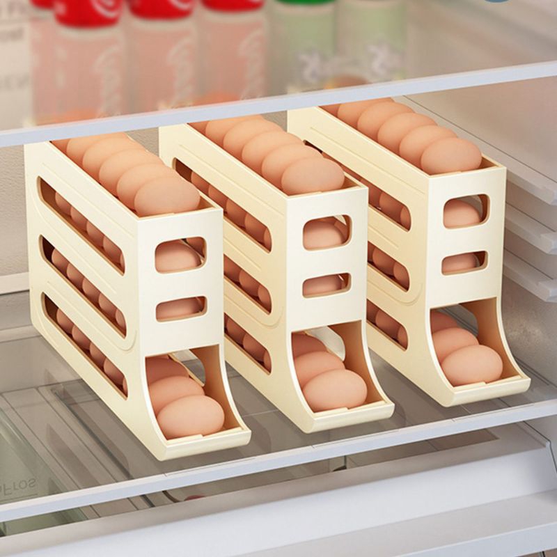 Jual Rak Telur 4 Tingkat Bergulir Otomatis Tempat Dispenser Penyimpanan ...