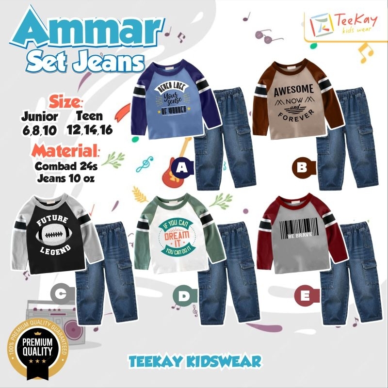 Jual 6-15 Tahun Setelan Jeans Anak Kaos Panjang dan Celana Jeans ...