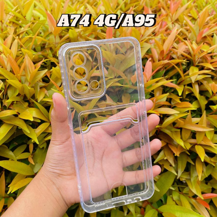 Jual Softcase Untuk Ponsel OPPO A74 A95 4G Soft Wallet Slot Card Case Kartu Clear Bening ...