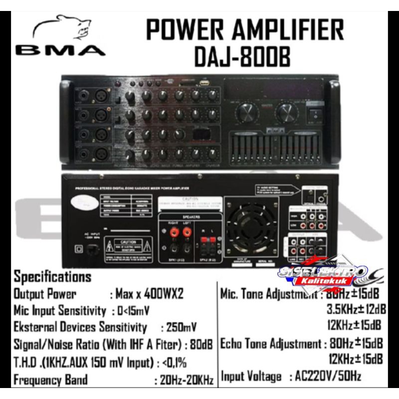 Jual ampli power bma daj800b BMA DAJ 800B ampli karaoke | Shopee Indonesia