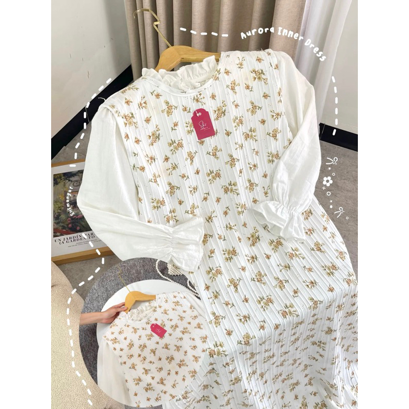 Jual SHE - INNER DRESS AURORA MOTIF BUNGA /OVERALL DRESS BUNGA TANPA ...
