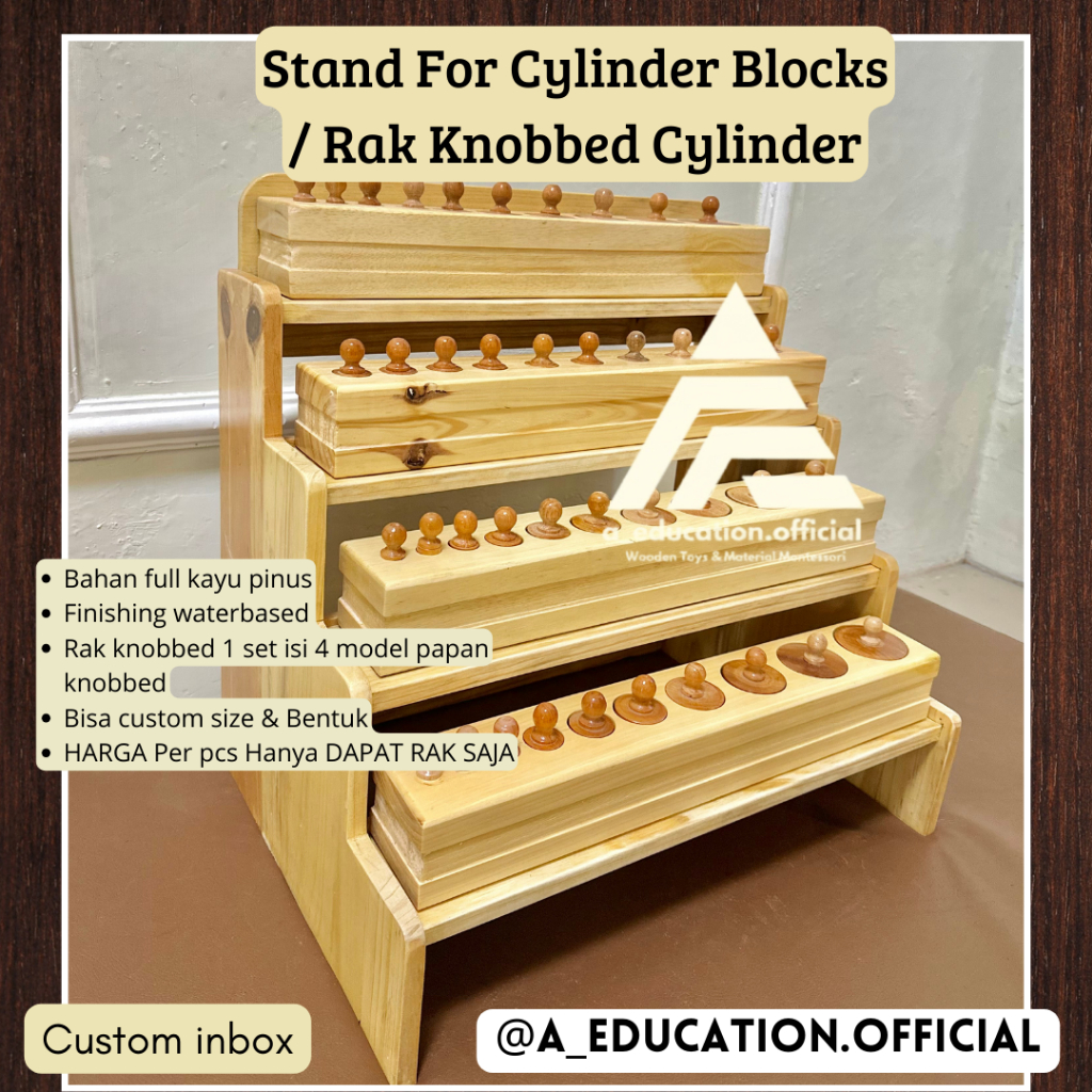 Jual Montessori Stand For Cylinder Blocks / Rak Knobbed Cylinder ...