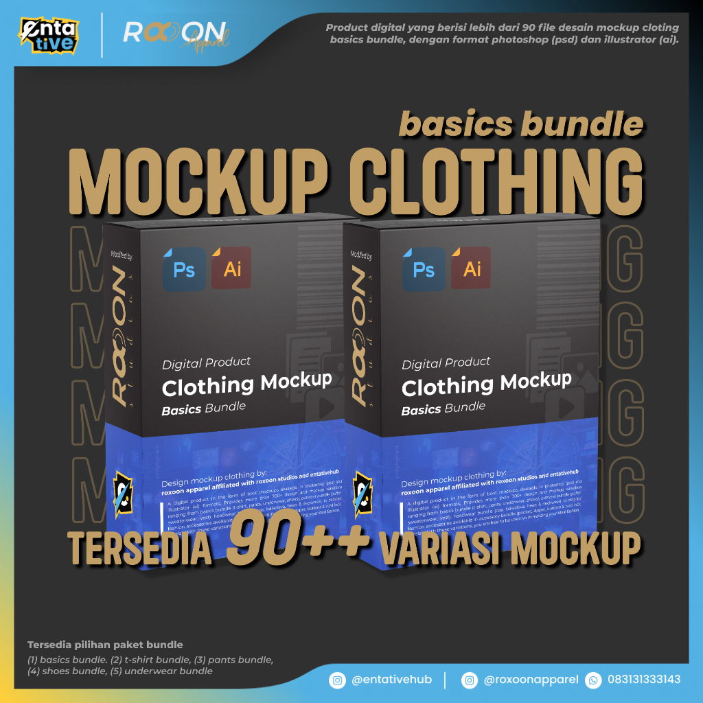 Jual BASICS CLOTHING MOCKUP BUNDLE - Tersedia 90++ Variasi Mockup ...