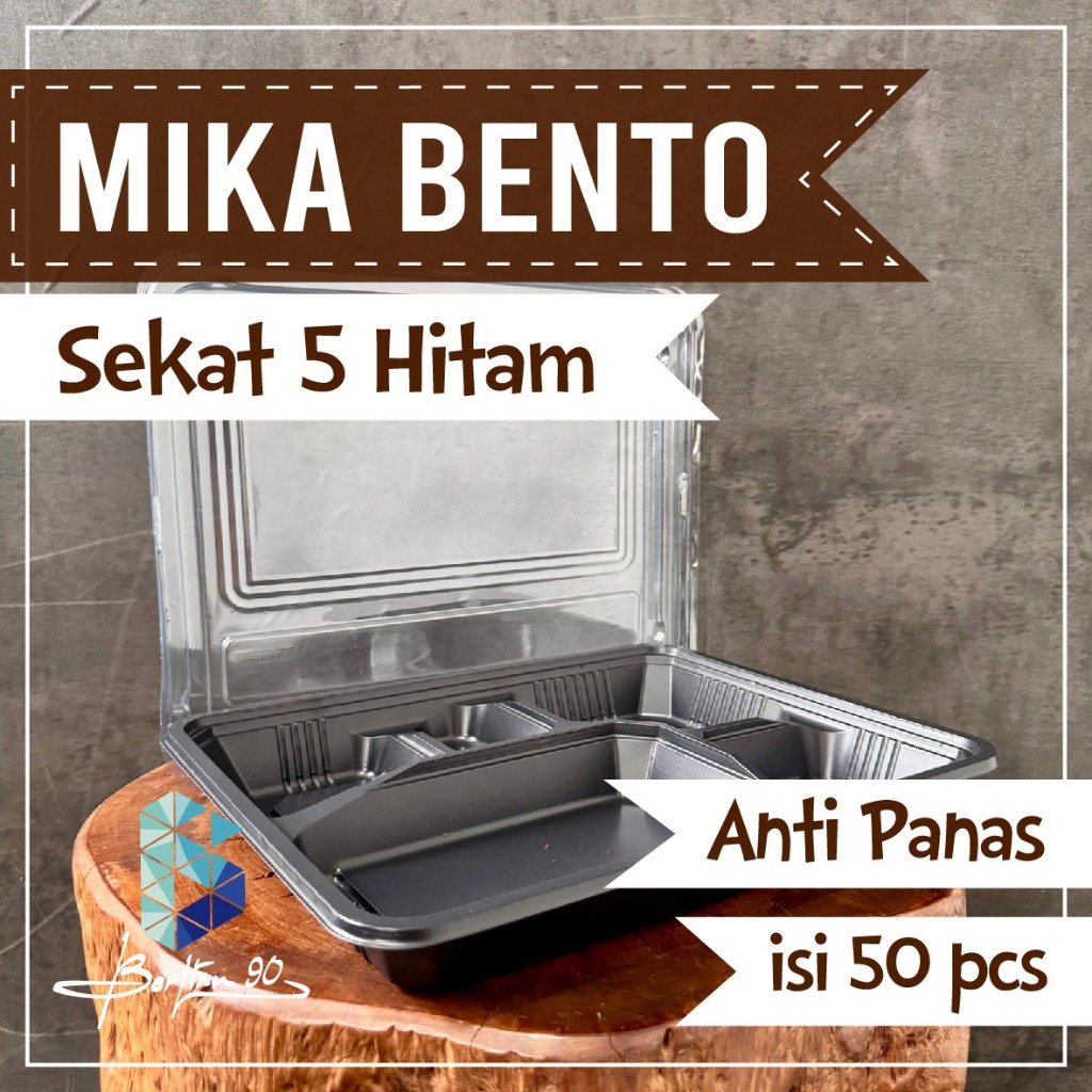Jual Mika bento sekat 5 hitam bento sekat 5 anti panas tempat makan ...