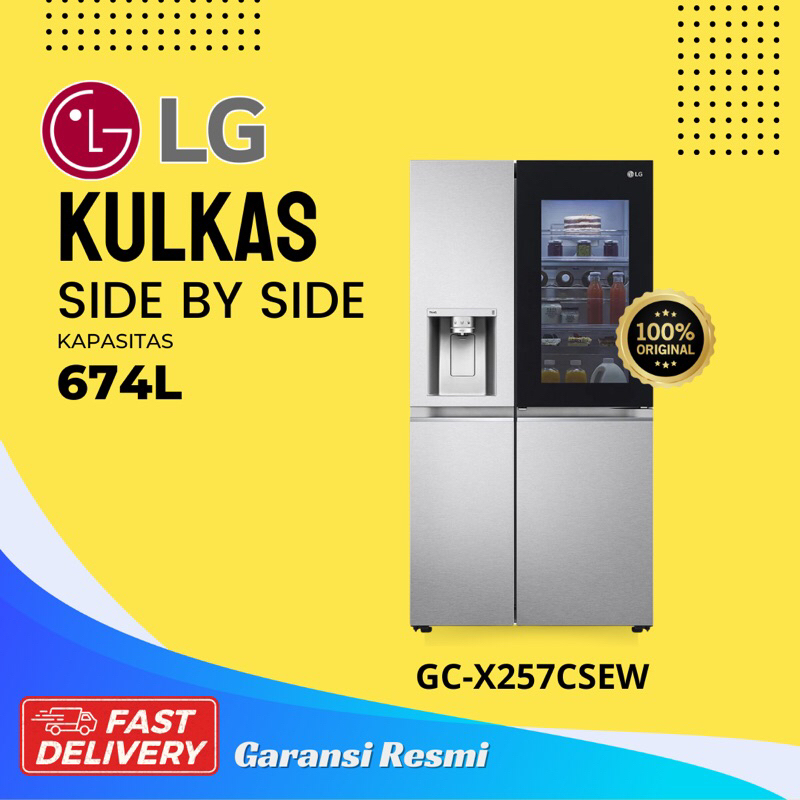 Jual KULKAS SIDE BY SIDE LG Kapasitas 674 Liter GC-X257CSEW Smart Inverter Comressor / Garansi ...