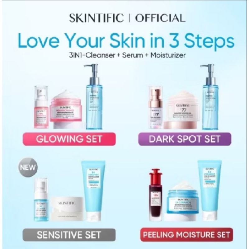 Jual Skintific Love Your Skin in 3 steps cleanser + serum moisturizer ...