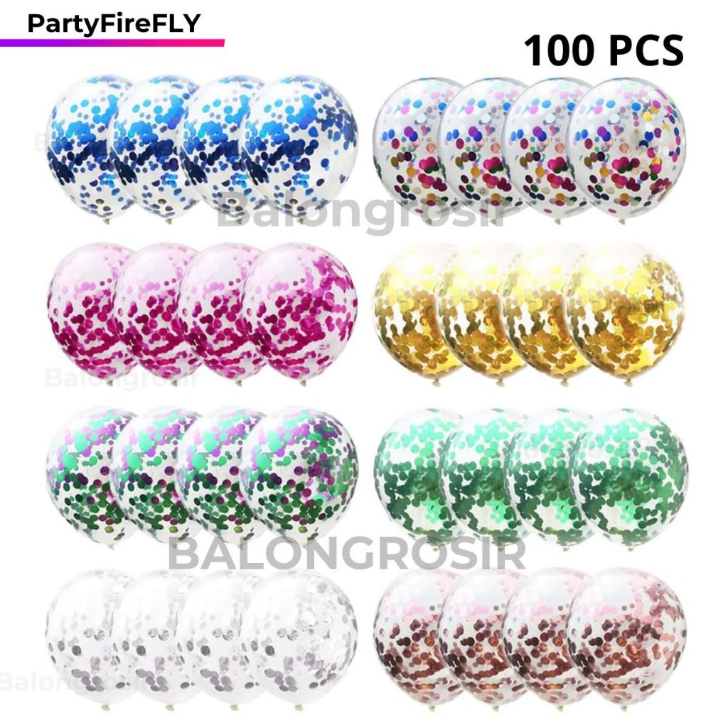 Jual Balon Confetti 12 Inch / Balon Latex Transparan isi Confetti 12 ...