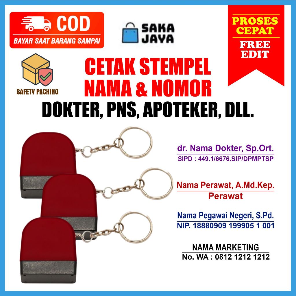 Jual CETAK STEMPEL NAMA NOMOR DOKTER PNS APOTEKER PERAWAT BIDAN MARKETING | Shopee Indonesia