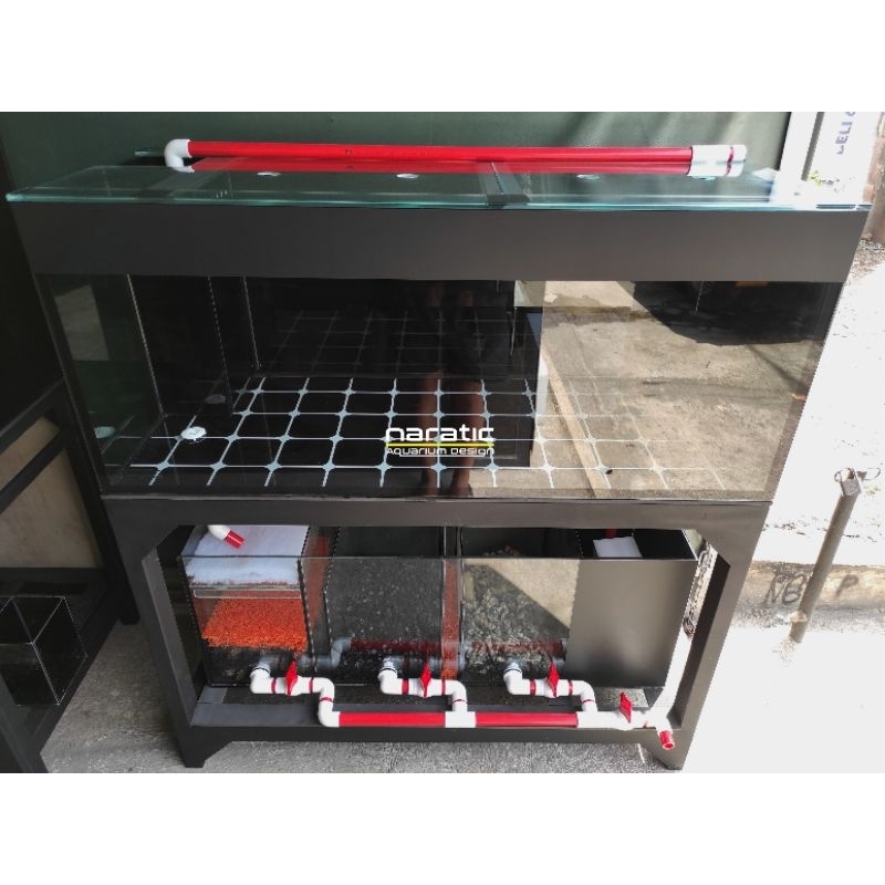 Jual Aquarium fullset 120x50x50 10mm set sump filter wet dry backwash ...