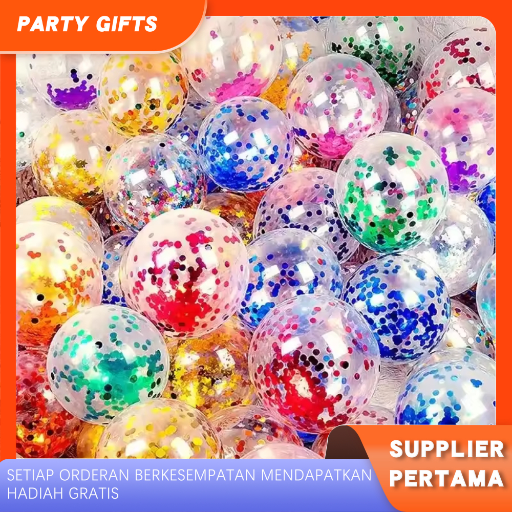 Jual Balon Latex Confetti 10pcs 12 Inch Balon Transparan Confetti Balon ...