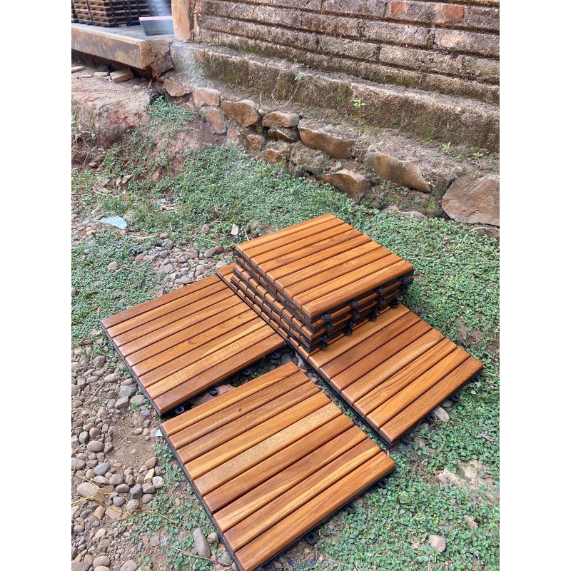 Jual LANTAI KAYU JATI UBIN KAYU DECKING 9LINE COATING PALING BAGUS kode ...