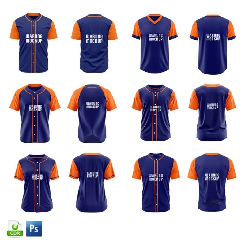 Jual MOCKUP JERSEY BASEBALL - COREL DRAW / PSD PHOTPSHOP - SMART ...