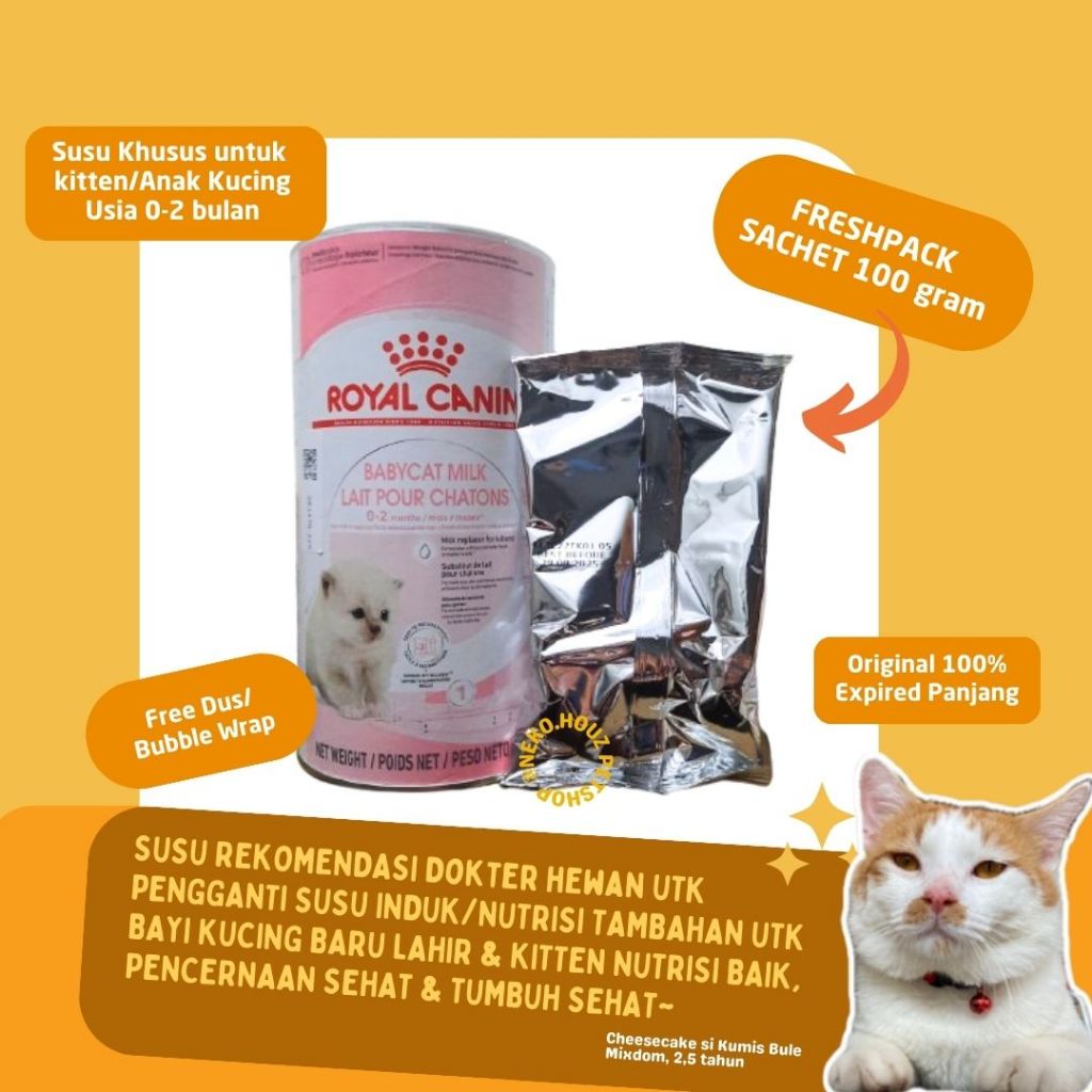 Jual Royal Canin Babycat Milk Freshpack Sachet 100 gram / 300 Gram Freshpack Full Size Kaleng ...