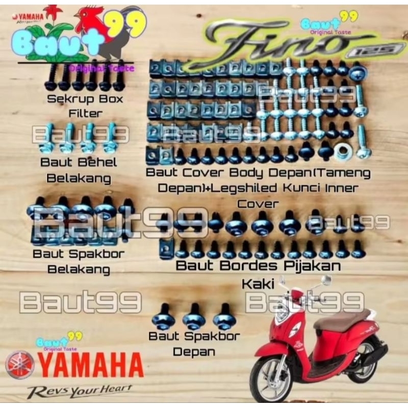 Jual Baut Fullset body Yamaha Fino Fi /Full body Yamaha Fino Fi Baut ...