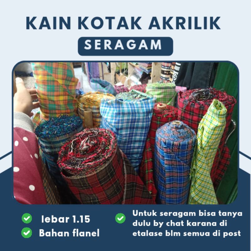 Jual KAIN KOTAK AKRILIK (HARGA PER 0.50 METER) | Shopee Indonesia