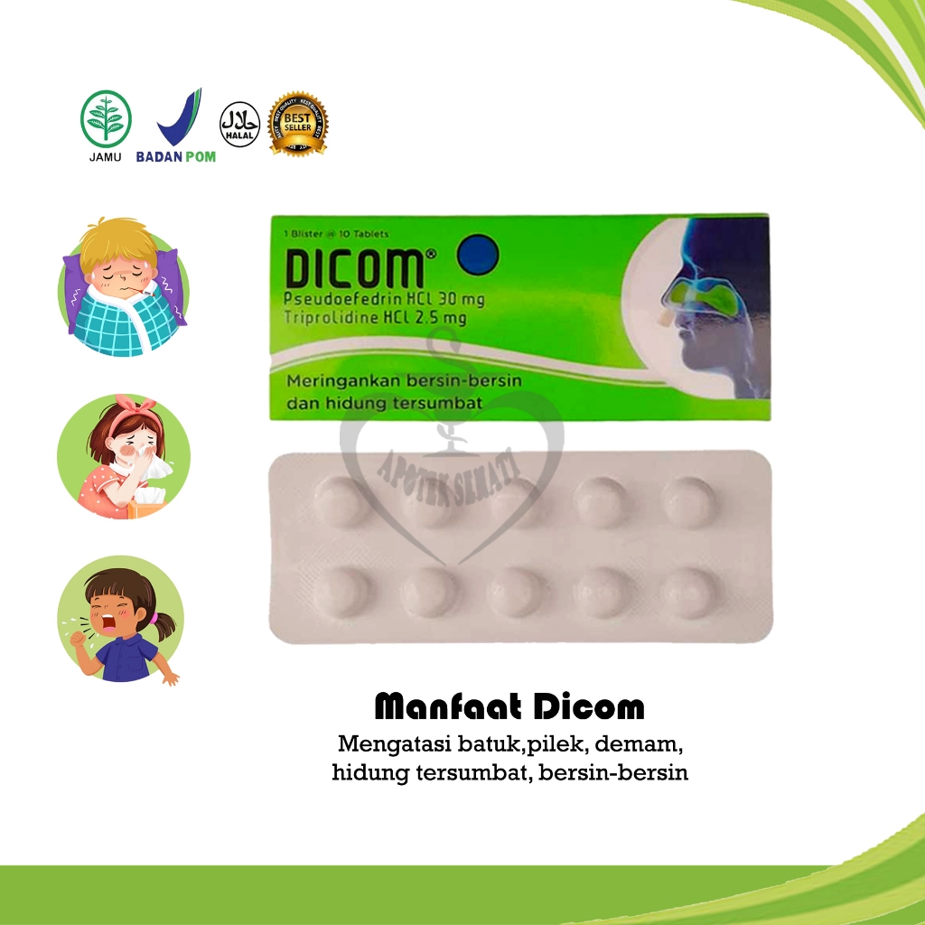 Jual Dicom Tablet Meredakan Flu Pilek Alergi Hidung Tersumbat | Shopee ...