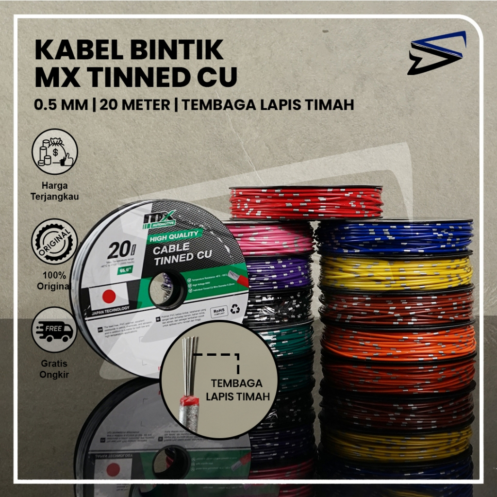 Jual 【MX】 KABEL BINTIK TINNED CU 0.5MM x 20M KABEL BINTIK SERABUT LAPIS TIMAH TINNED CU | Shopee ...