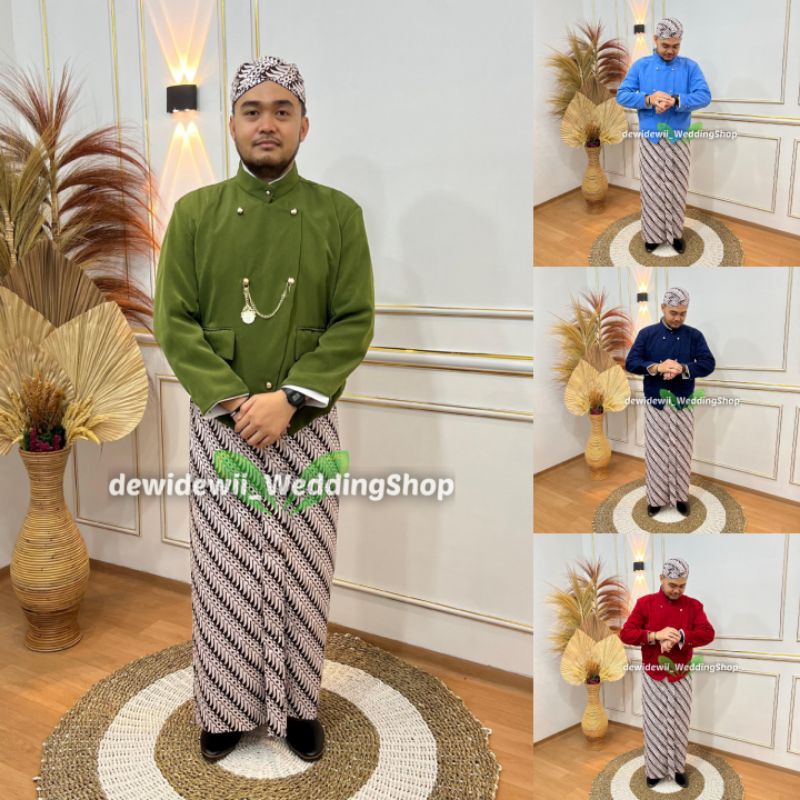 Jual (1set, Cowok) Pakaian Adat Jawa / Beskap + Jarik + Blangkon + Free ...