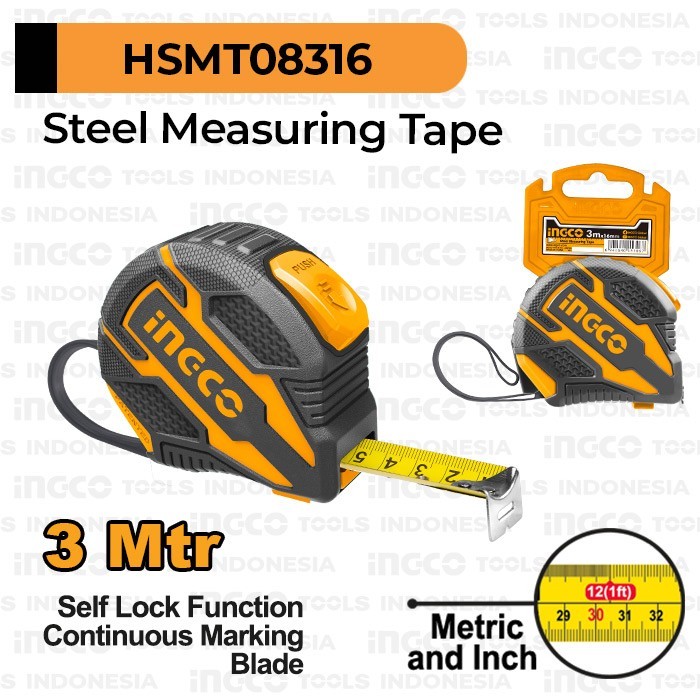 Jual Steel Measuring Tape (3 m) INGCO HSMT08316 Meteran Besi 3m Meter | Shopee Indonesia