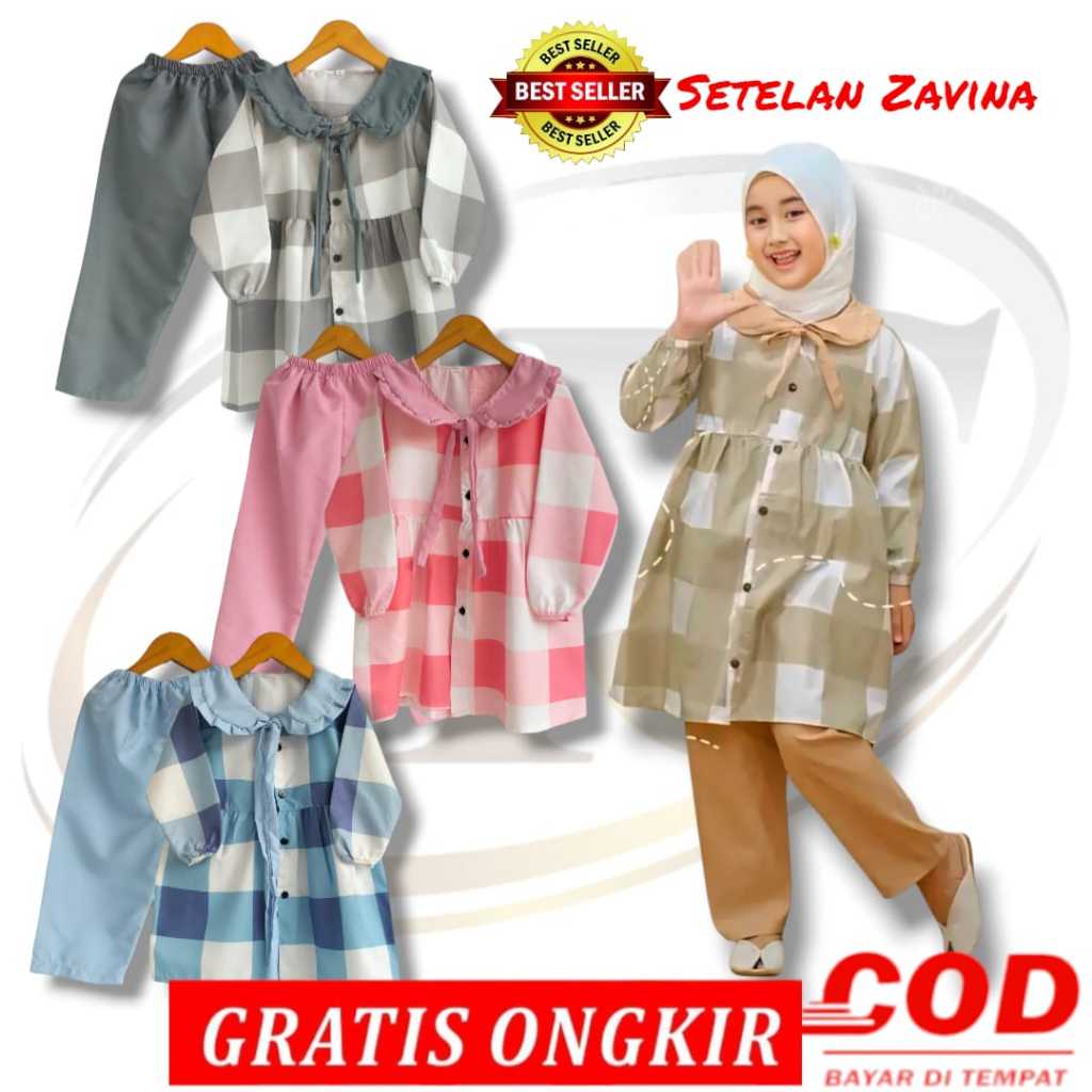 Jual Baju Setelan Muslim Anak Kekinian Stelan Zavina Anak Perempuan 2 3 ...