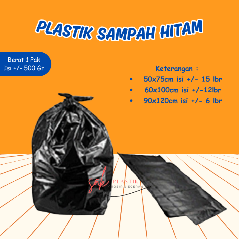 Jual Kantong Sampah Plastik Trash Bag l Plastik Pelastik Sampah Hitam 50x75 60x100 90x120 ...