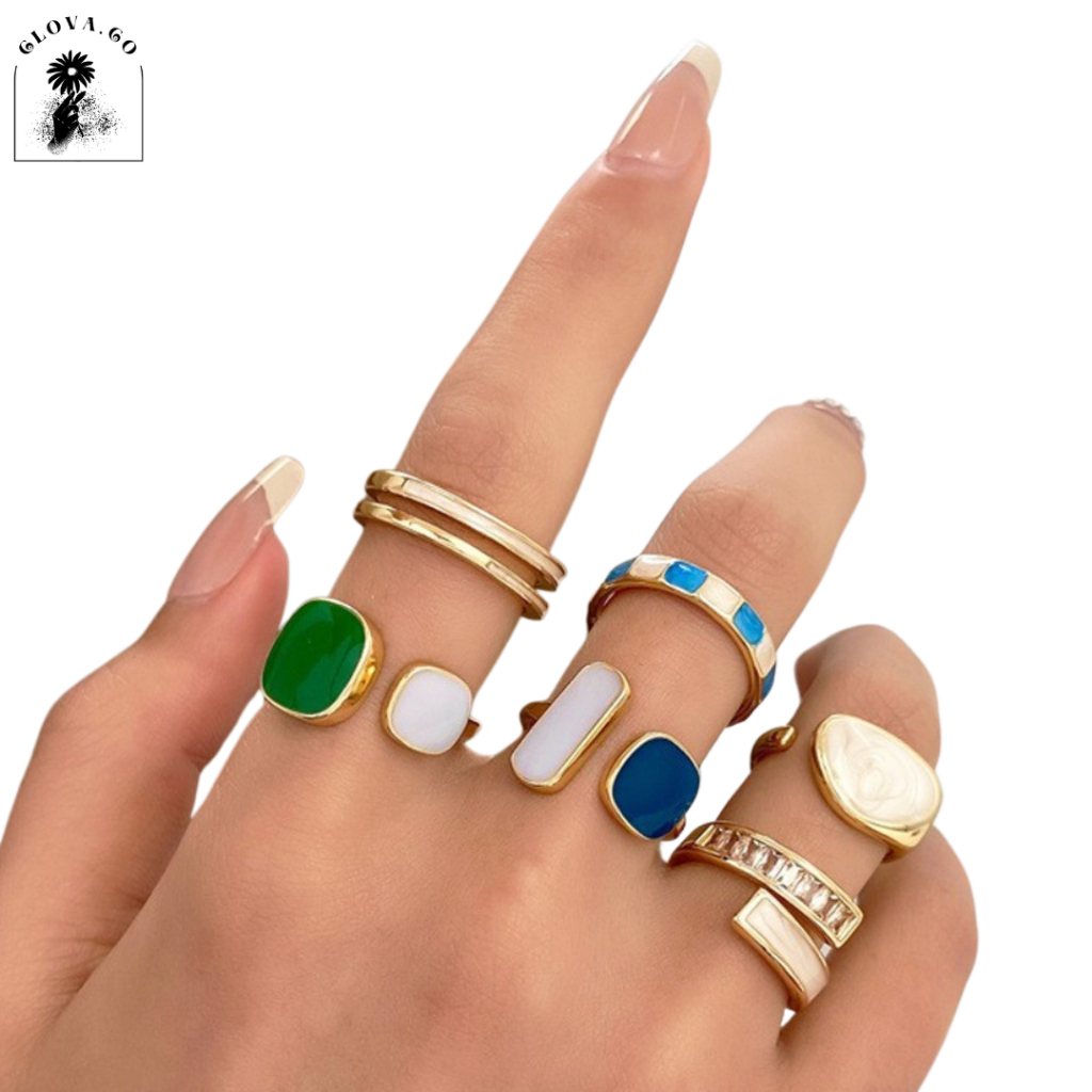 Jual CLOVA CC619 Cincin Aesthetic Wanita Style Elegan Adjustable Ring ...
