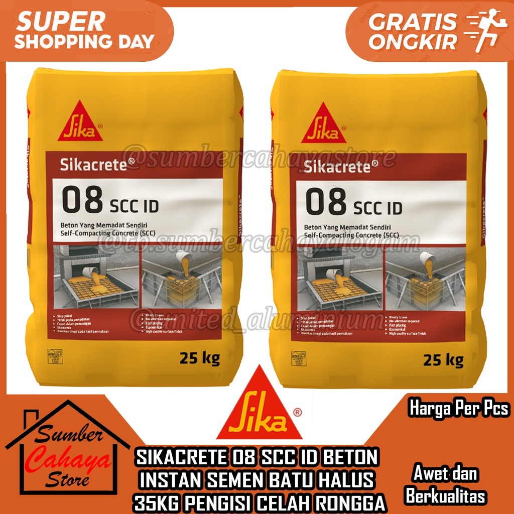 Jual SIKACRETE 08 SCC ID BETON INSTAN SEMEN BATU HALUS 35KG PENGISI ...