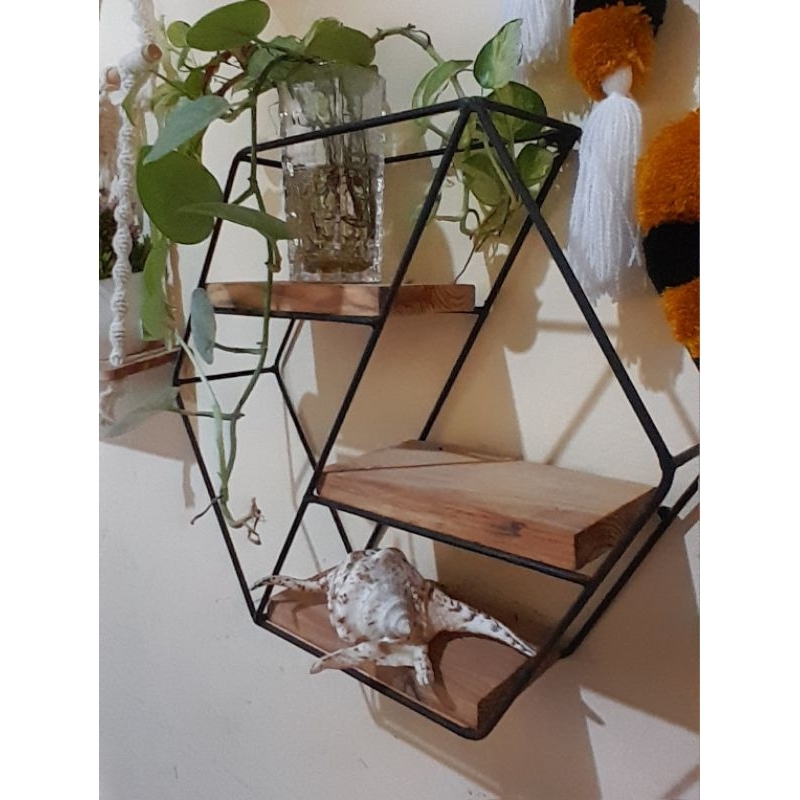 Jual Rak Dinding Besi-Hiasan Dinding Minimalis Lengkap dengan Kayu ...