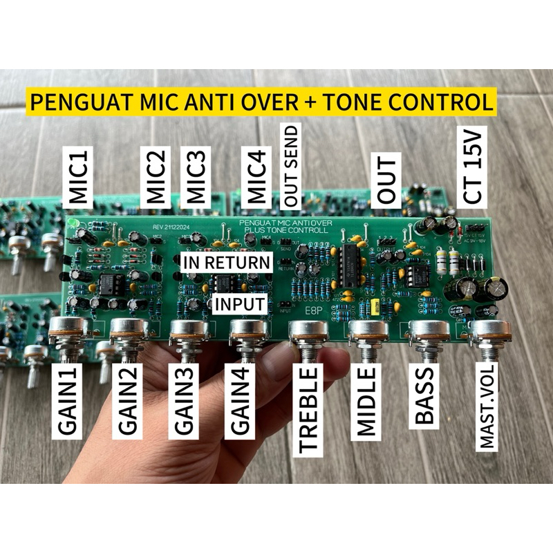 Jual Kit penguat mic anti over 4 input plus tone control | Shopee Indonesia
