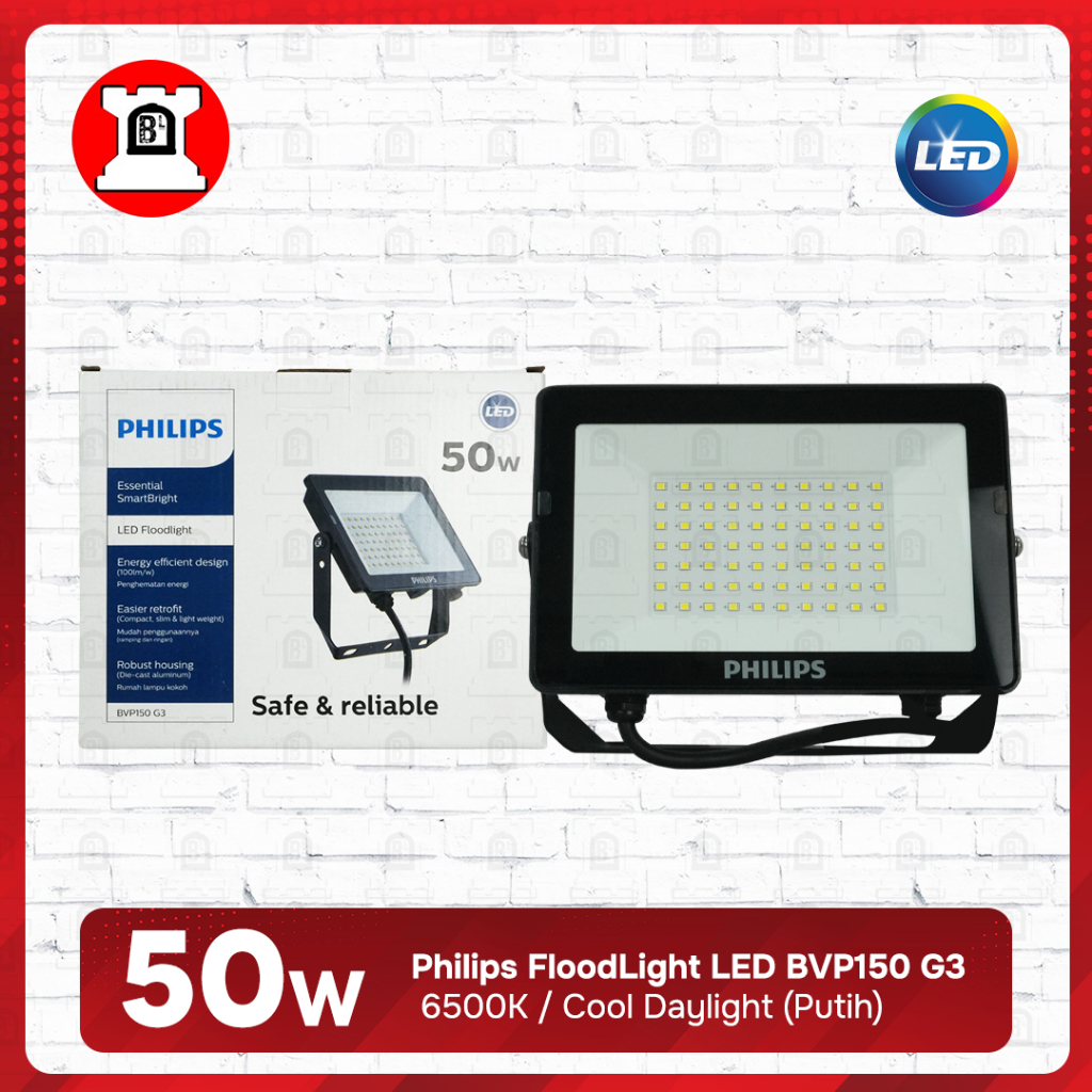 Jual Philips Flood Light LED BVP150 LED50 PSU 50W G3 SWB GM Lampu Sorot | Shopee Indonesia