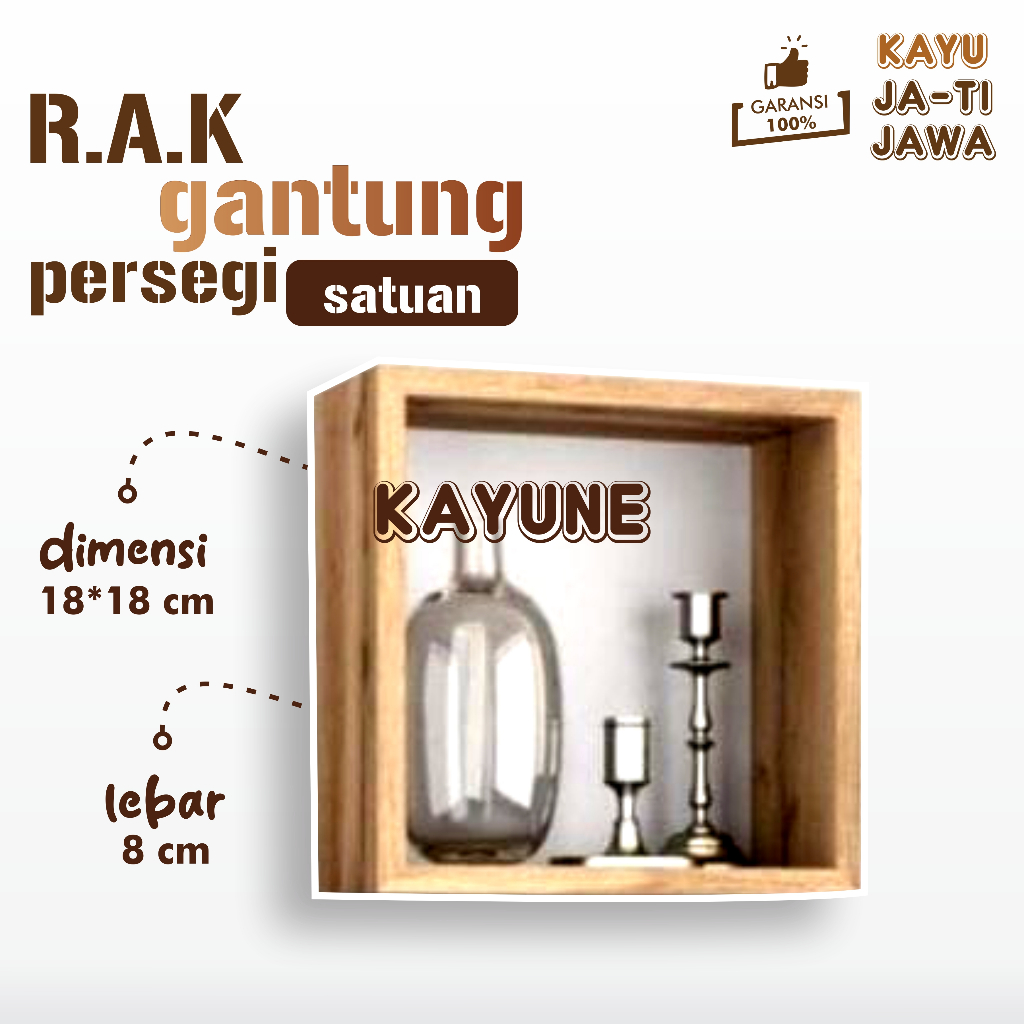 Jual Rak Ambalan Display Gantung Dinding Kotak Persegi Dimensi 18 cm ...