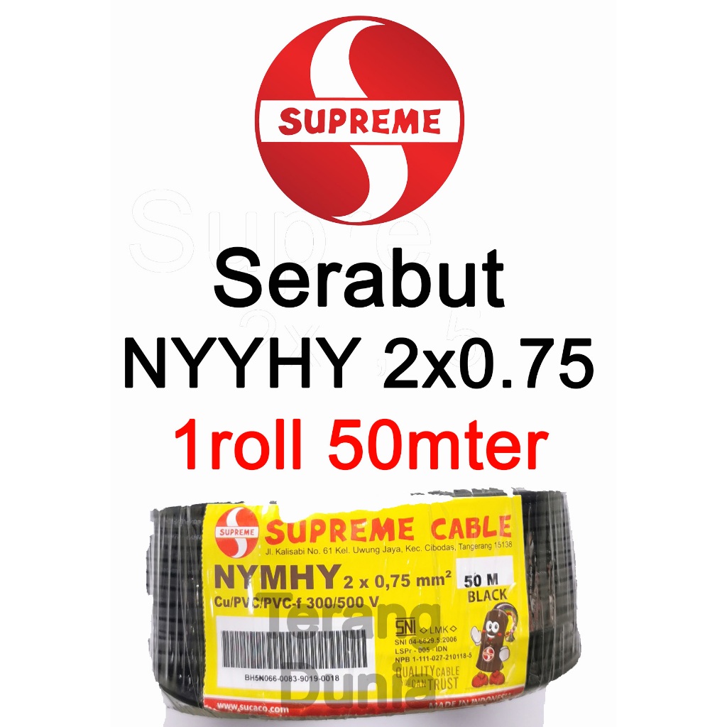 Jual Kabel 2x0.75 Supreme 50meter Kabel Serabut 2x0.75 50meter Kabel Supreme nyyhy 2x0.75 ...