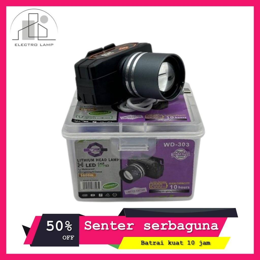 Jual SENTER KEPALA FOKUS / SENTER KEPALA BATERAI CHARGE / RECHARGEABLE ...