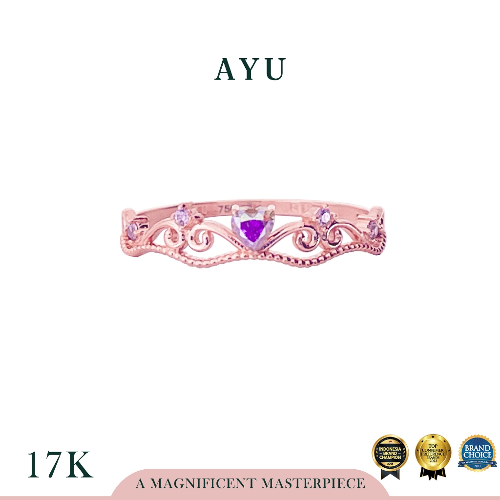 Jual AYU Cincin Emas - Magical Heart Tiara Ring 17k Rose Gold | Shopee ...