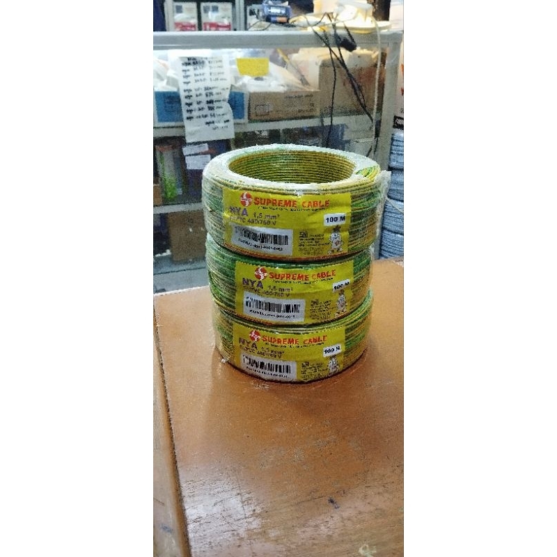 Jual Kabel NYA Supreme NYA 1.5MM KUNING HIJAU Kawat tembaga tunggal panjang 100 meter Murah ...