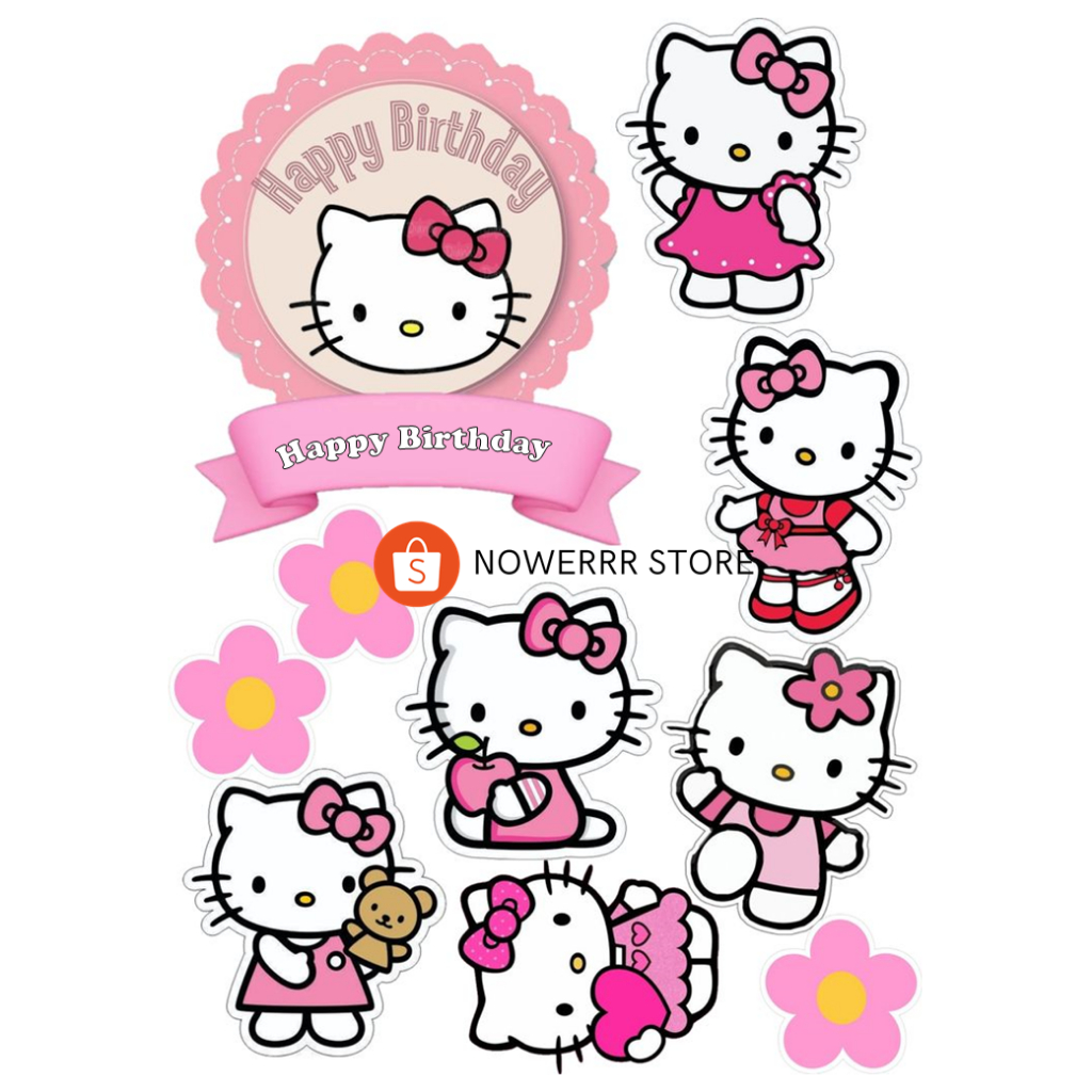 Jual Part 2 | Topper HELLO KITTY Birthday Custom Nama/ Hiasan Cake ...
