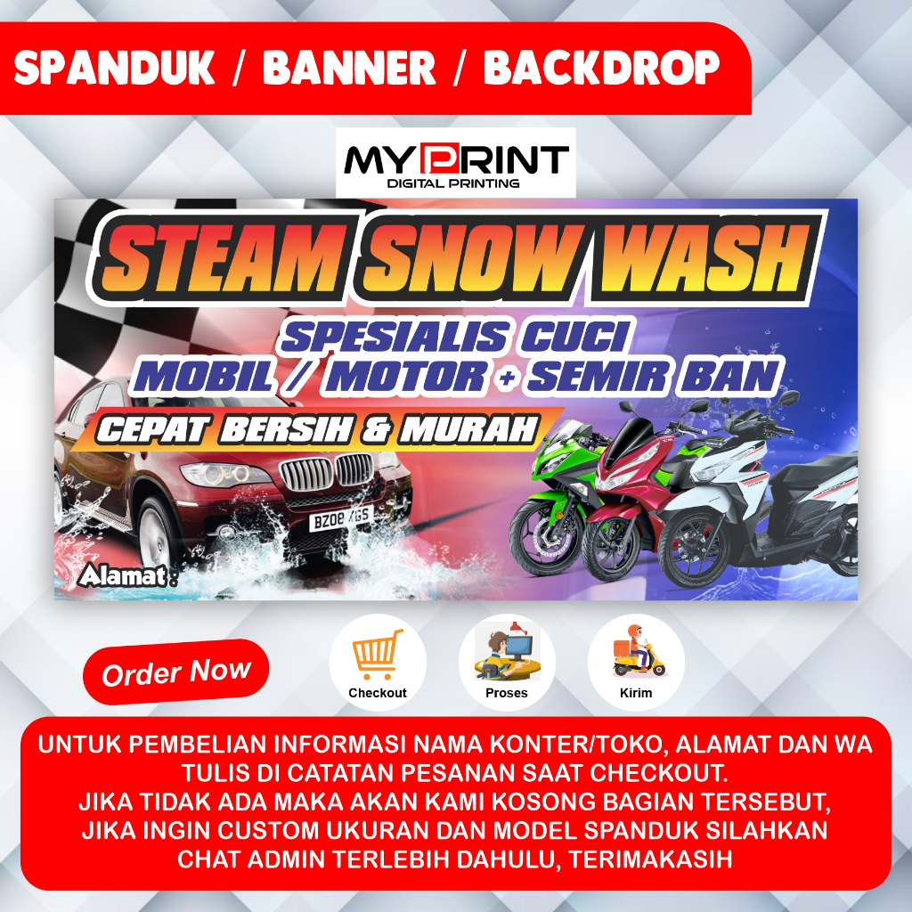 Jual Cetak Spanduk Cuci Steam / Banner Cucian - FL 280 Gsm | Shopee ...