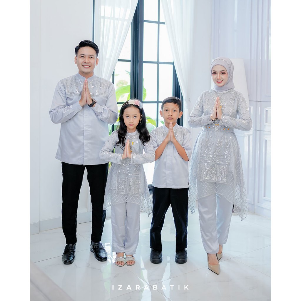 Jual IZARABATIK - Family Set Nadira Silver Raya Collection Baju Couple ...