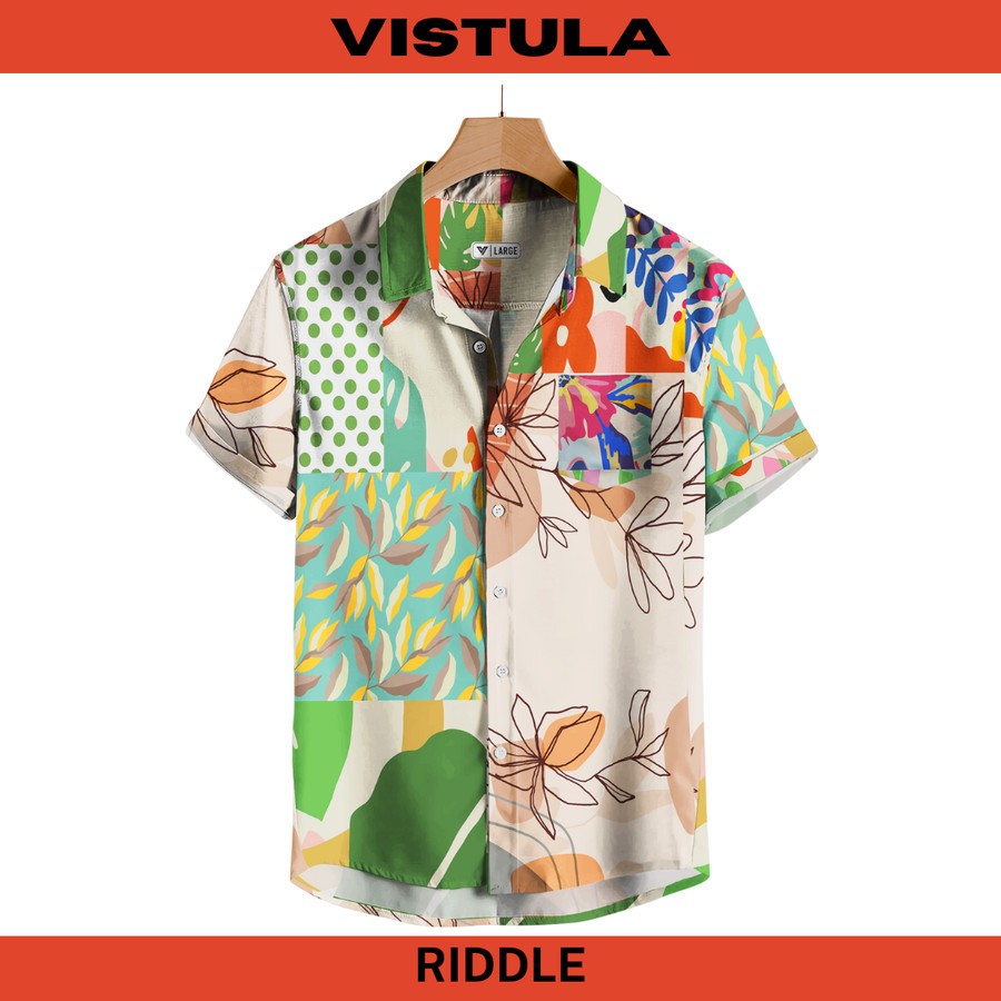 Jual Kemeja Pantai Lengan Pendek Pria Color Block Series - RIDDLE ...