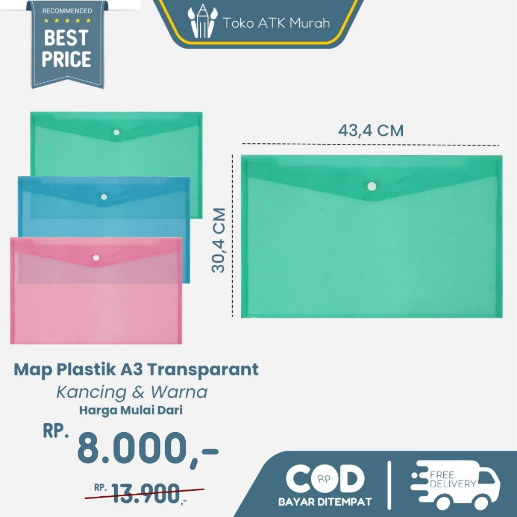 Jual Map Plastik Kancing A3 Transparant Warna | Shopee Indonesia