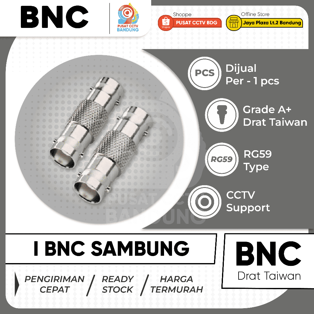 Jual Connector I BNC Sambung Konektor I BNC Male To BNC Male Sambung ...